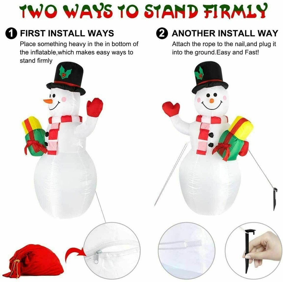 5ft Christmas Inflatables Snowman Outdoor Yard Rotating LED Blow Up ...