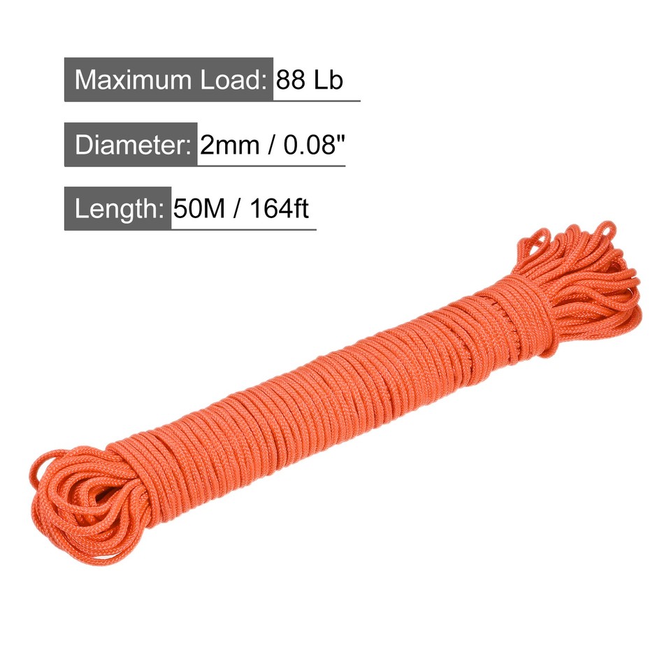 Geflochtenes Seil aus Polypropylen, 50 m, 2 mm Durchmesser, Orange | eBay