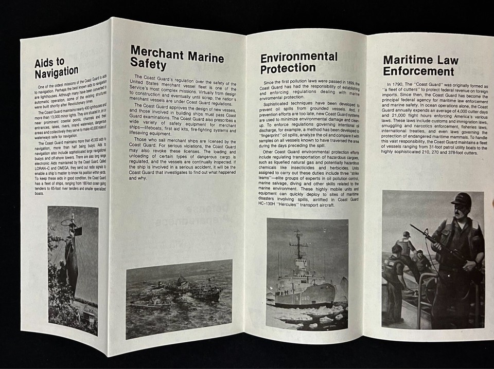 1986 United States Coast Guard USCG Mission Vtg Maritime Safety Rescue ...