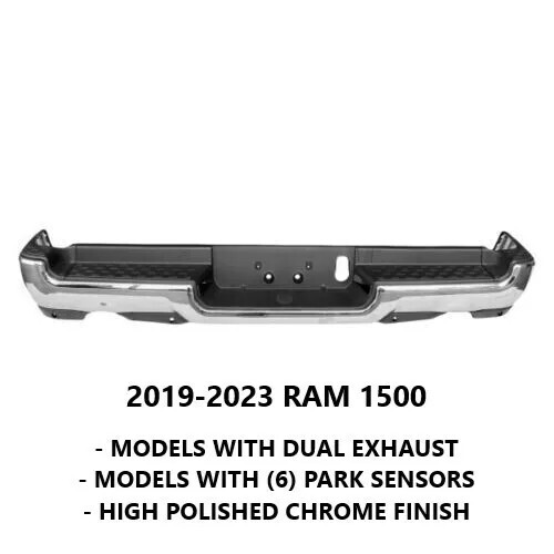 Complete Chrome Rear Bumper Assembly For 2019-2023 RAM 1500 Dual ...