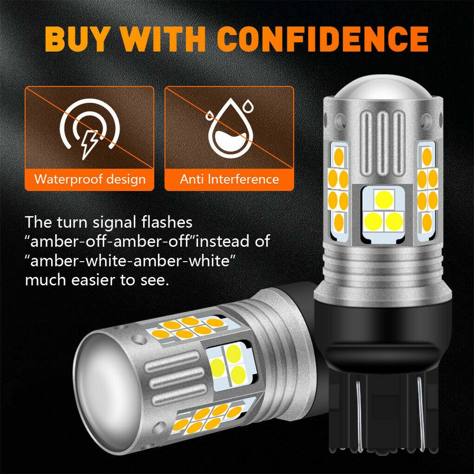 7440 Amber White LED Bulbs For Daytime Running Lights DRL Turn Signal ...