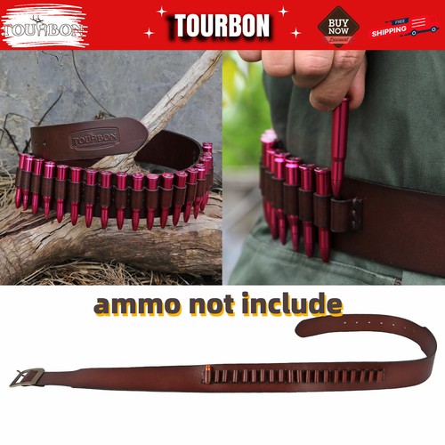 TOURBON Leather Cartridges Holder 9mm/38spl Rifle Ammo Sling Revolver ...