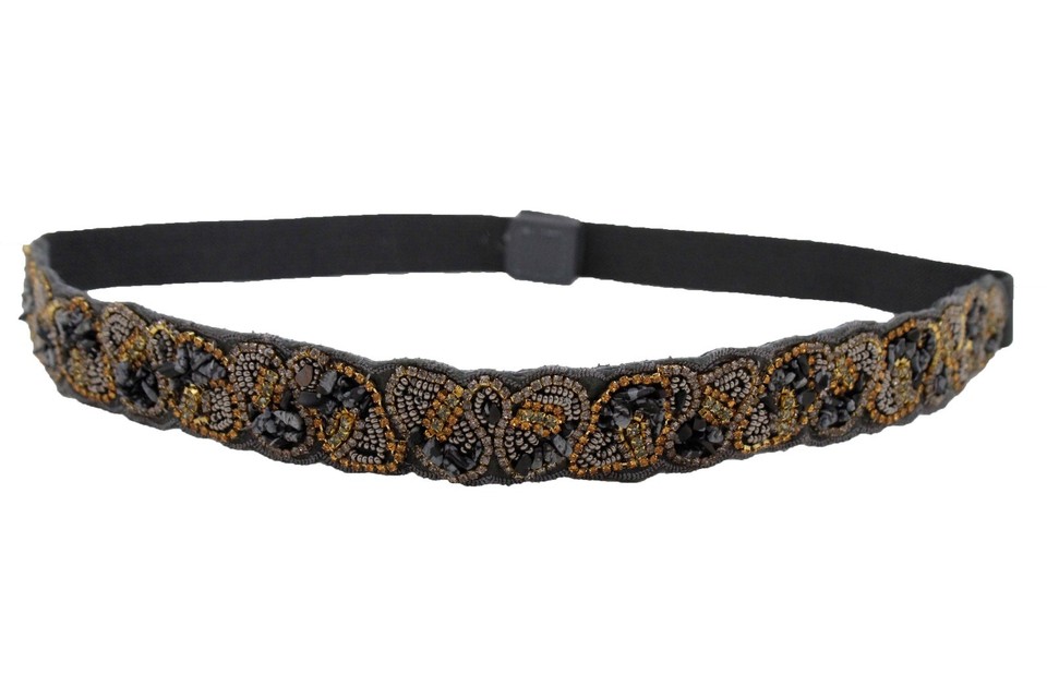 Fun Women Hippy Bling Skinny Stretch Grey Waistband Fashion Belt Bling ...