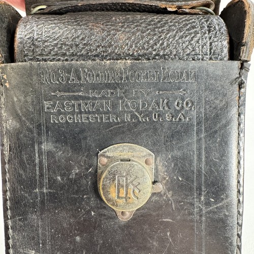 Antique Kodak 3A Folding Pocket Model B-4 Red Bellows Camera with Case ...