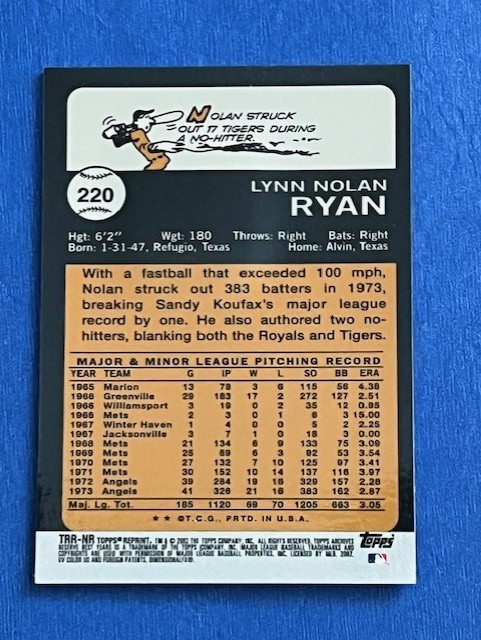 2002 Topps Archives Reserve Uniform Relics - '73 Nolan Ryan w/Game-Worn ...