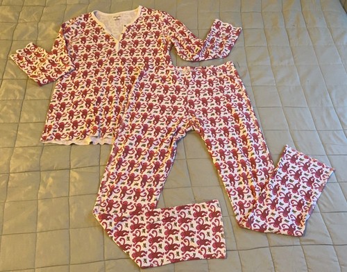 Roller Rabbit Pajamas Pink Monkey Womens Size M PIMA Cotton Long Sleeve ...