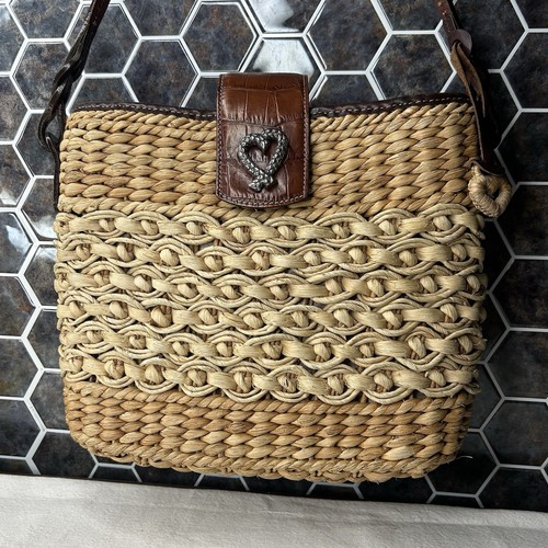 Brighton Straw Wicker Purse Handbag Woven Straw Medium Shoulder Bag | eBay