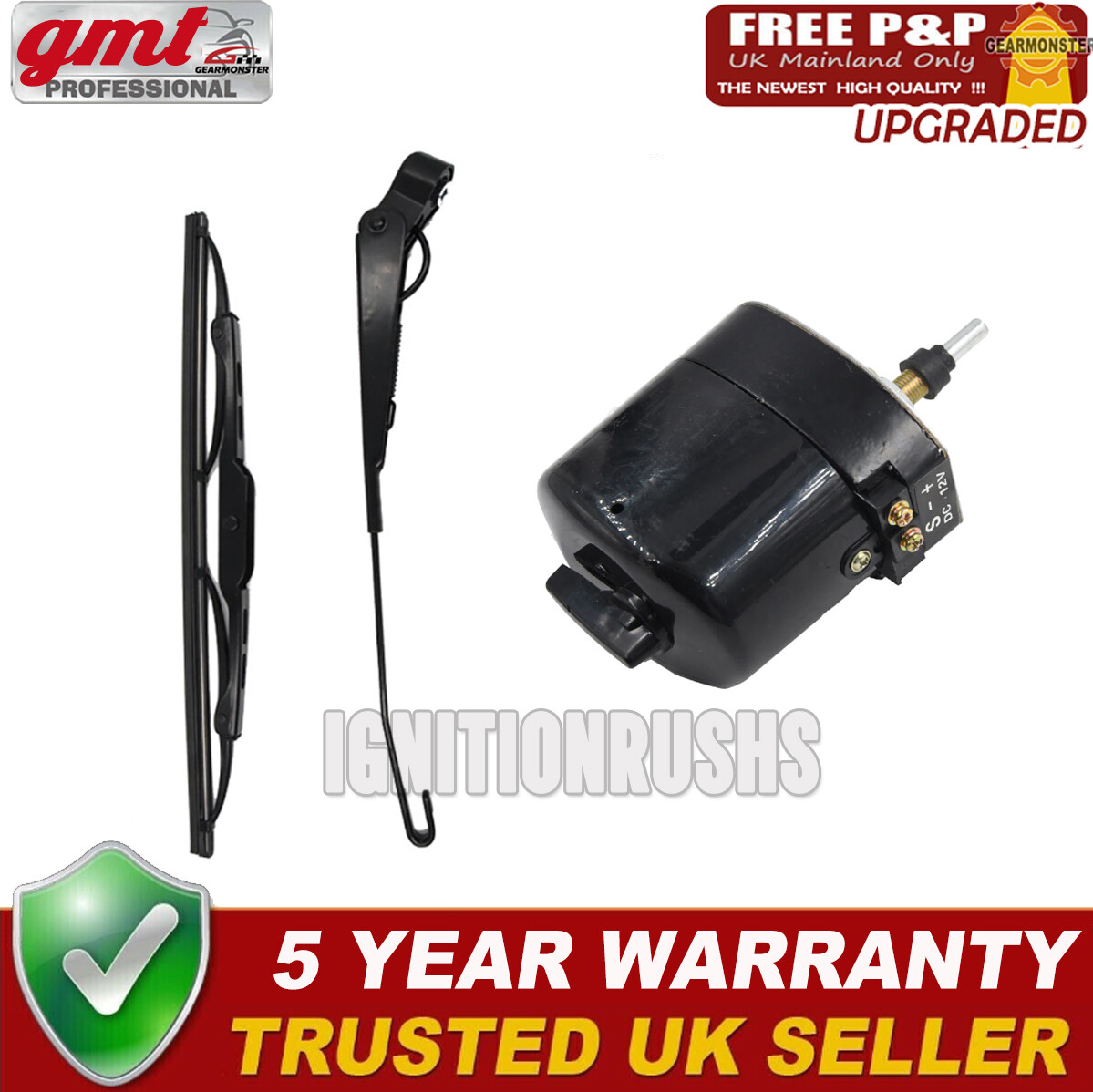 12V Universal Windscreen Wiper Motor with Arm and Blade for Willys Jeep ...