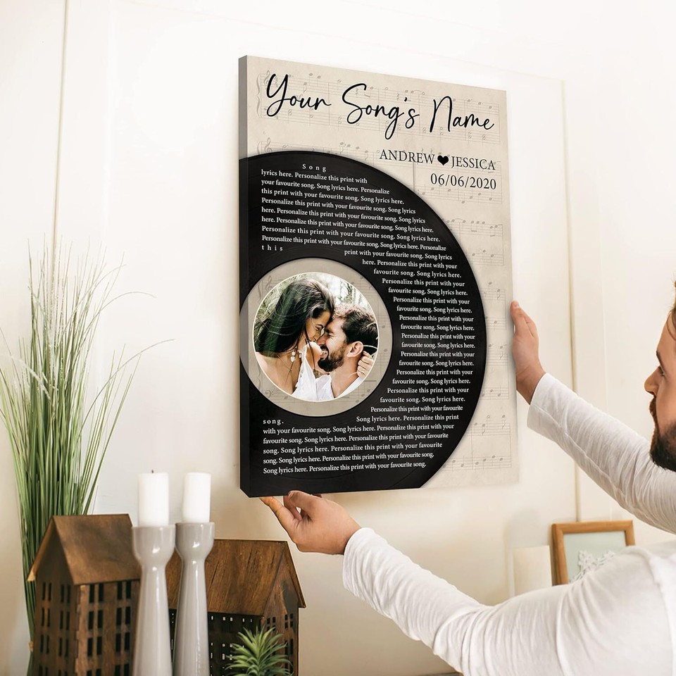 Custom Song Lyrics Poster Canvas Wall Art Couple Gifts Custom Vinyl ...