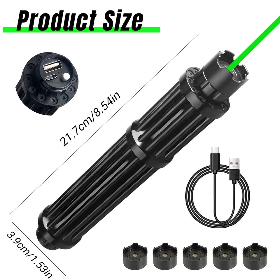 High Power Adjustable Green Burning Laser Pointer Visible Dot Torch ...