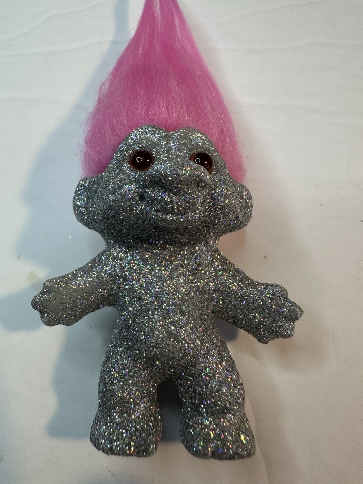 Troll Doll Dark Horse DAM Silver Glitter Sparkle With Pink Hair RARE ...