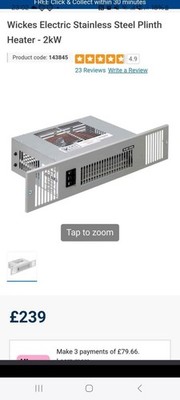 Wickes Electric Stainless Steel Plinth Heater 2kw | eBay UK