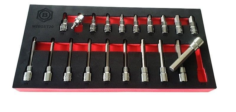 Britool Hallmark M2BSET20 20 Piece Standard & Long Hex Bit Socket Set ...