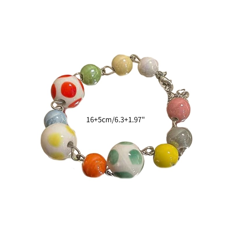 Ceramic Colorful Beaded Bangle Cute Charming Bracelets Funny Wristband ...
