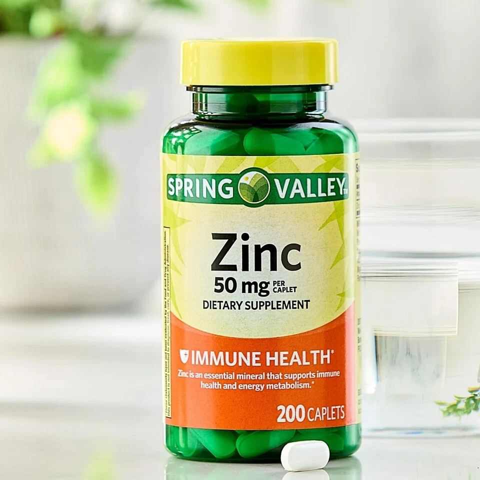 Spring Valley Zinc Caplets Dietary Supplement- 50 Mg- 200 Count ...