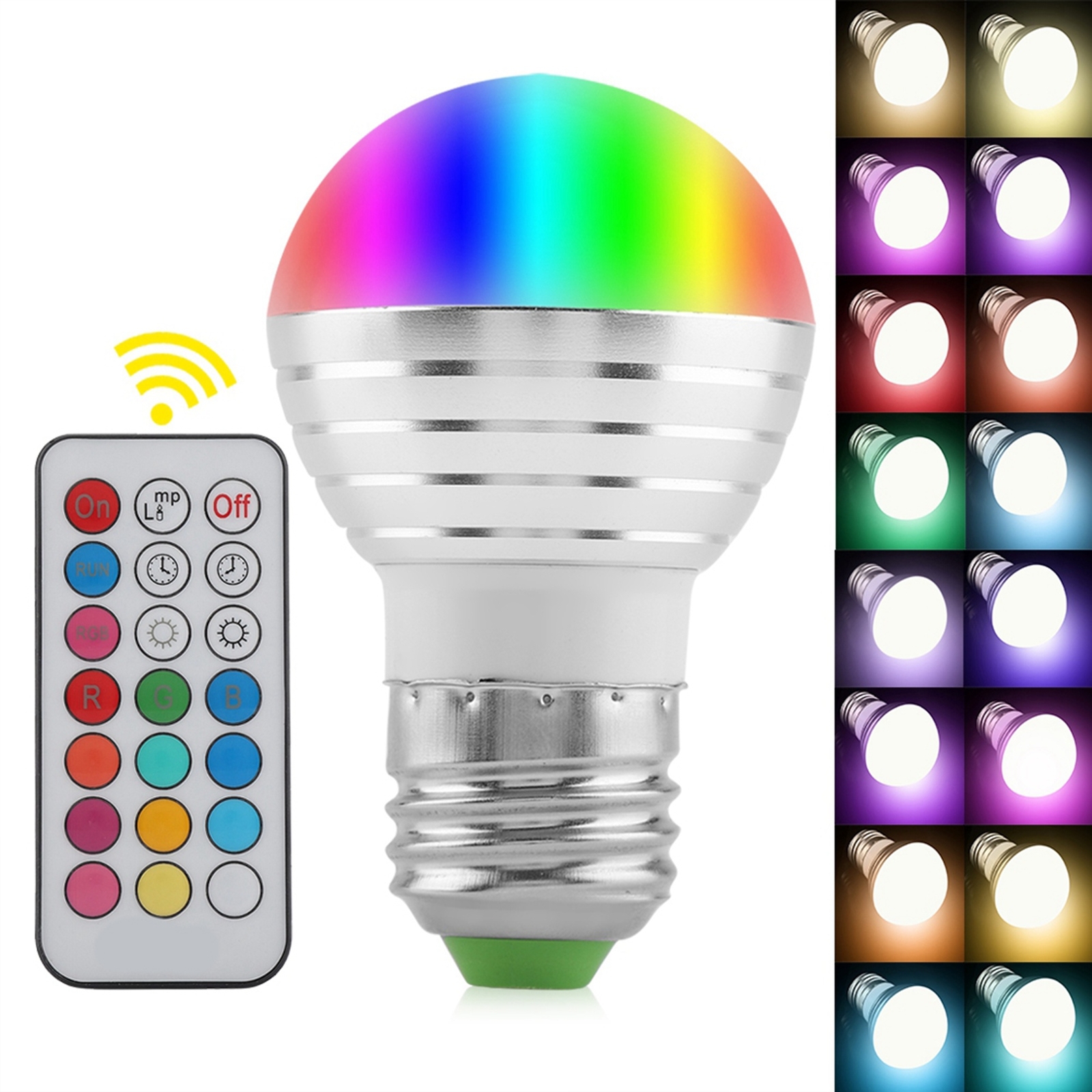 E27 Socket RGBW LED 16 Multi-Color Changing Light Bulb Lamp W/Remote ...