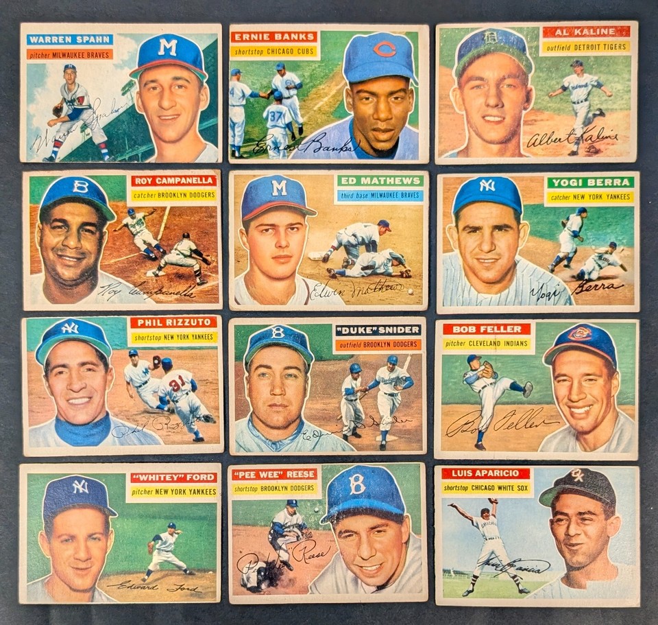 1956 Topps Baseball COMPLETE SET (340) Mantle Williams Mays Jackie ...