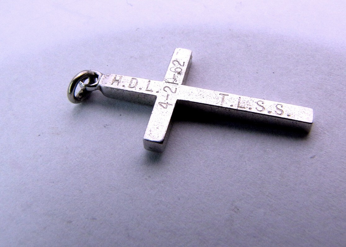 1962 Engraved Holy Cross Bracelet Charms Vintage Ster… - Gem