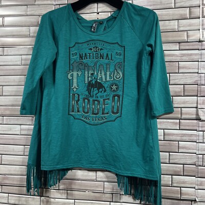 Pro Rodeo Gear Womens M Shirt teal Green 3/4 Sleeve National Finals ...