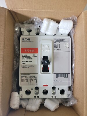 EATON IND CIRCT BREAKER, HFD3040, 40 A, 3 P, 480 V, TYPE HFD, 65kA@480 ...