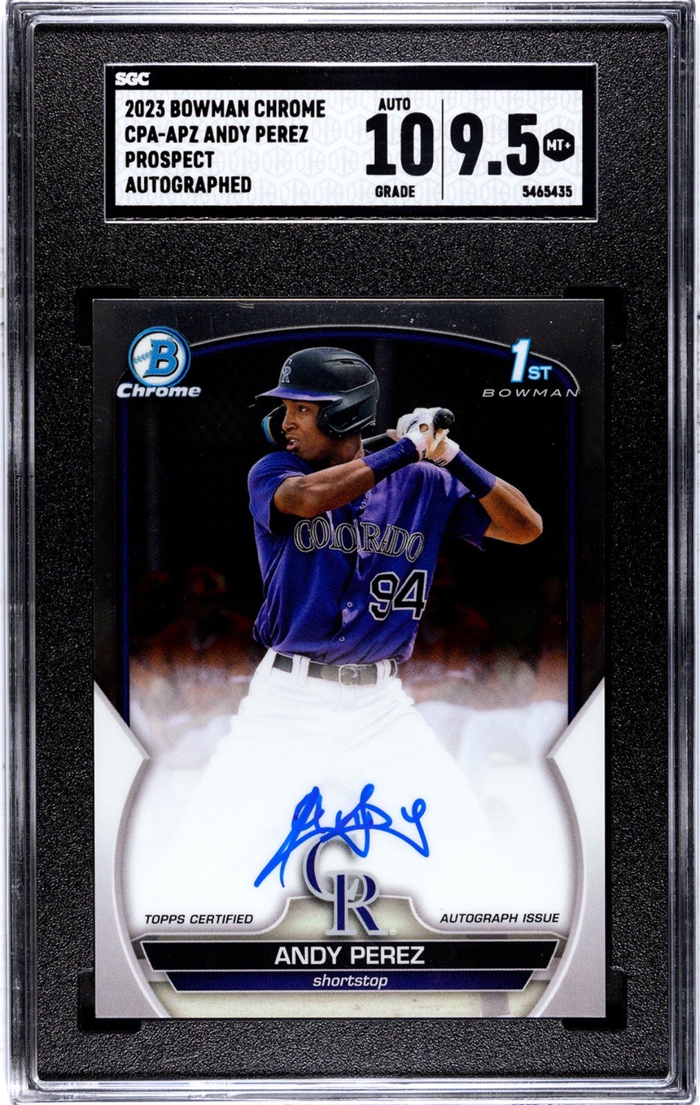 2023 Bowman Chrome #CPA-APZ Andy Perez Chrome Prospect Autographs SGC 9 ...