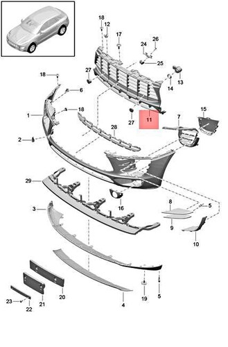 Genuine PORSCHE Macan 95B Grille Center Black 95B807683K1E0 | eBay