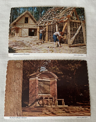 Lot 2 Vintage Postcards Jamestown VA Virginia - Houses and Robert Hunt ...