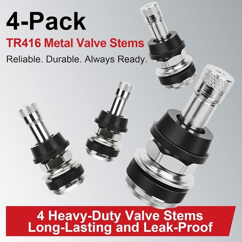 TR416 Valve Stem, 4 Pack Premium Metal Tire Stems for Tubeless Tires ...