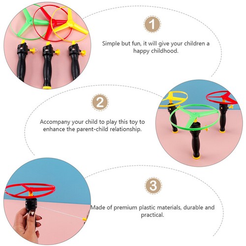 6pcs Flying Disc propeller Toys Kids Helicopter Pull String Flying ...