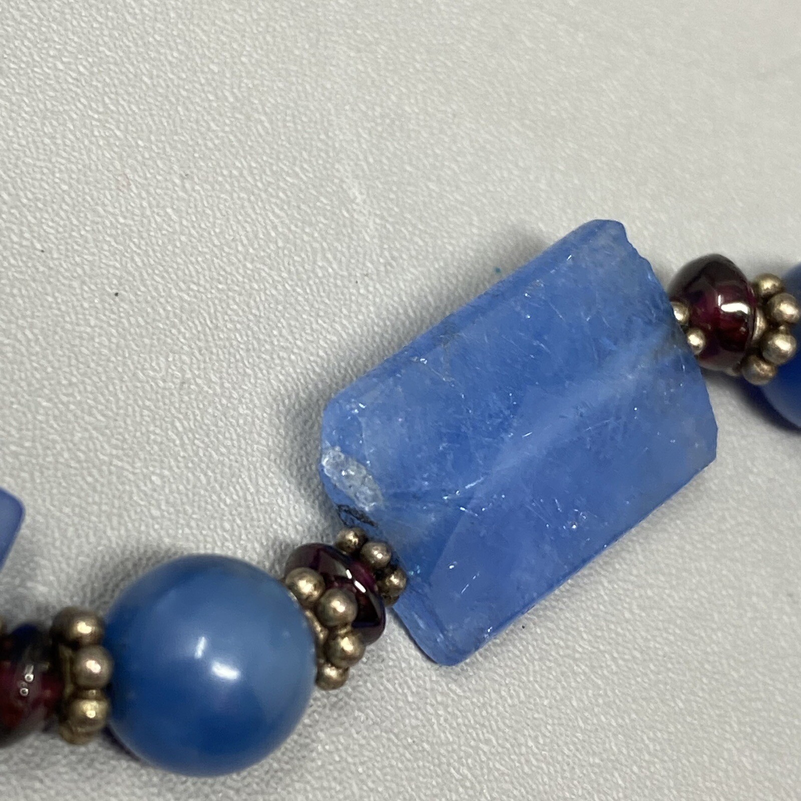 Gemstone Pendant Necklace Blue Emerald Cut Faceted Stone Healing Y Drop ...