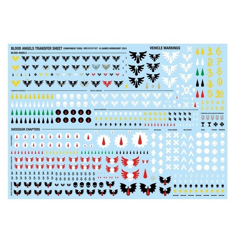 BLOOD ANGELS TRANSFER SHEET NEW WARHAMMER 40K Space Marines Decals ...