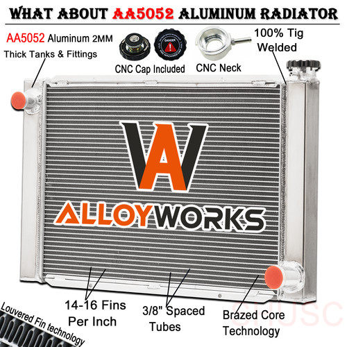 Universal Overall Size 28" X 19" 2 Row Aluminum Radiator Fit Chevy GM ...