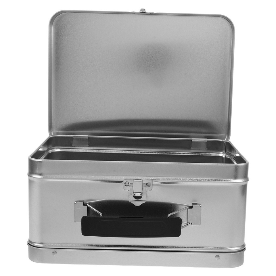 Rectangle Tinplate Empty Tin Box with Lid, Vintage Metal Storage ...