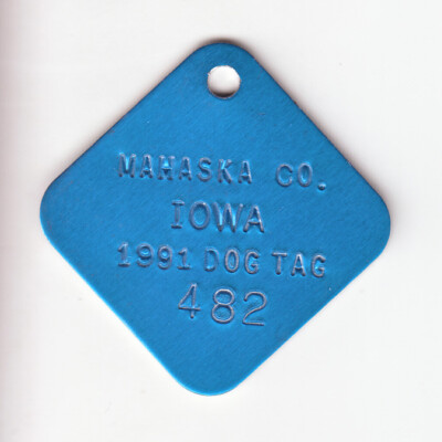 1991 MAHASKA COUNTY IOWA DOG LICENSE TAG #482 | eBay