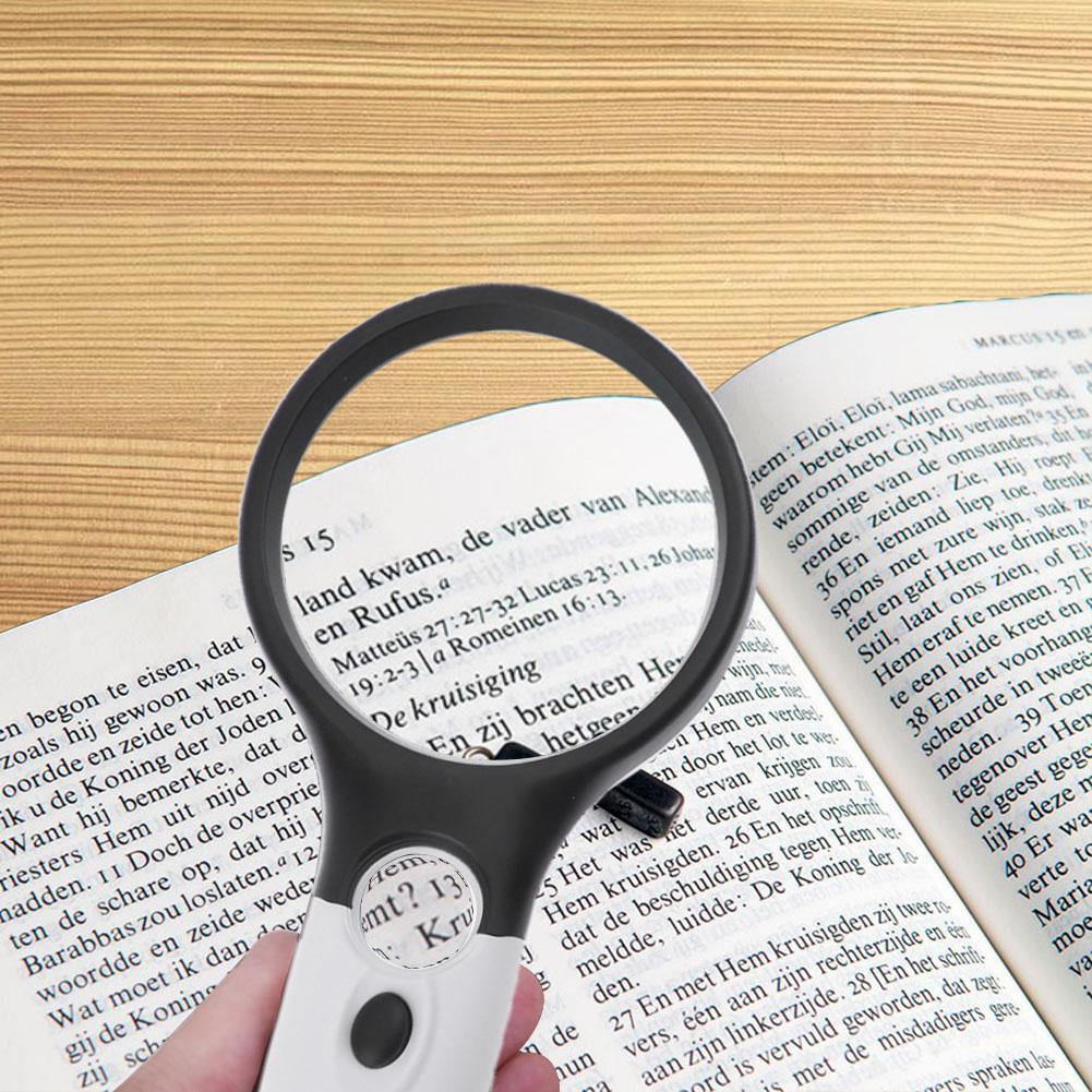 Double Lens Light Magnifying Glass Handheld Reading Loupe with 3LED ...