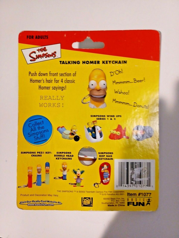 THE SIMPSONS CLIP ON TALKING HOMER SIMPSON KEYCHAIN 4" FUN4ALL MOC | eBay
