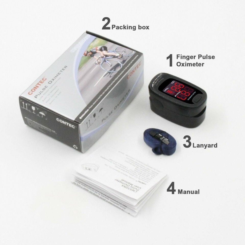 Finger Pulse Oximeter Blood Oxygen Saturation Heart Rate Measuring SpO2 ...