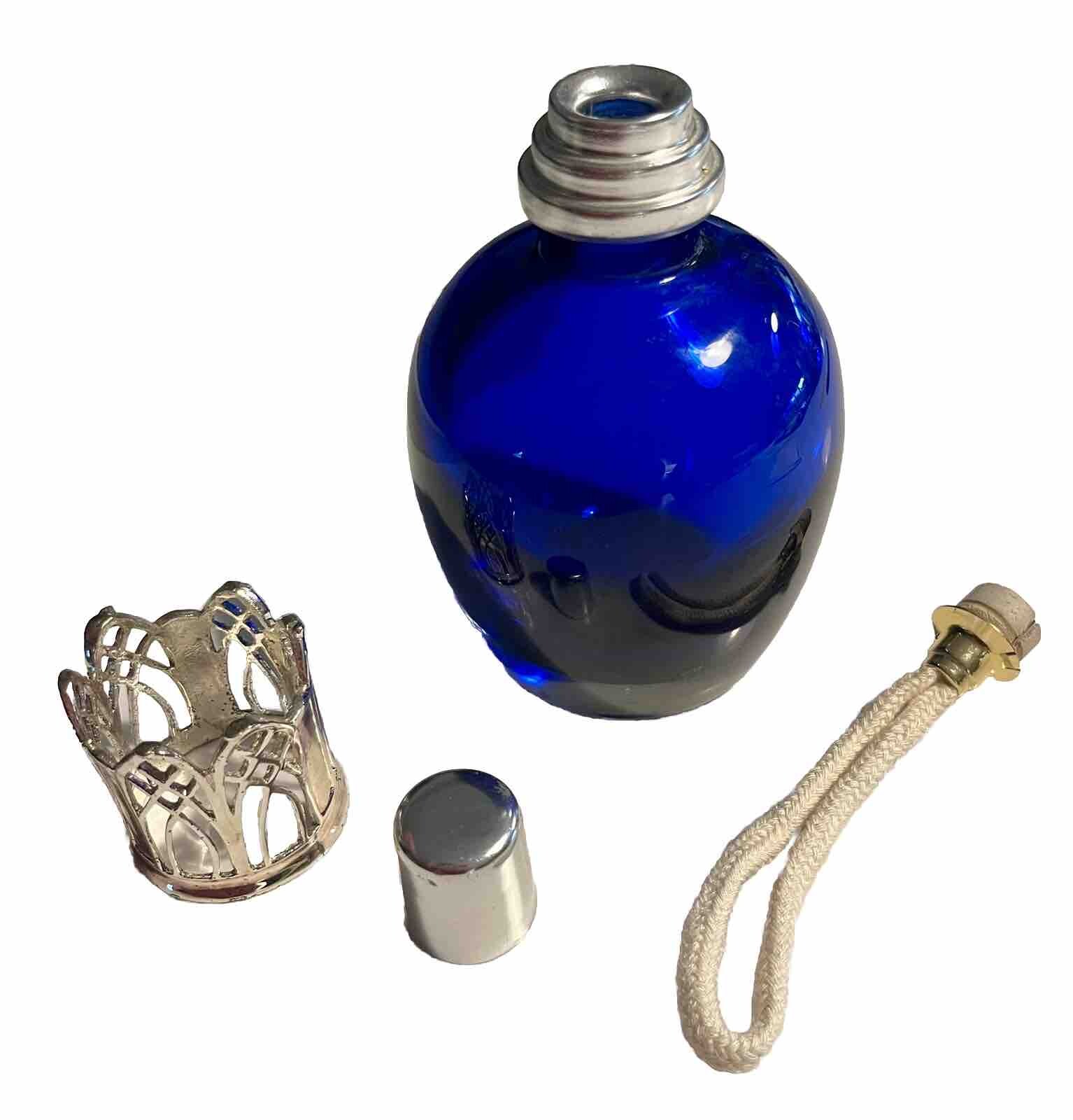 Vintage Spectacular MCM Cobalt Blue Art Glass Oil Defuser Lamp 6” | eBay