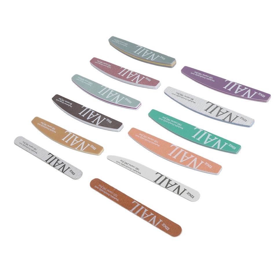 12pcs Half Moon Nail File Polishing Shape Buffer Shine Grit Nail Care ...