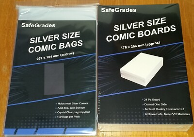 100 x REGULAR BACKING ( BOARDS AND BAGS ) COMIC CONCEPT SILVER AGE SIZE ...