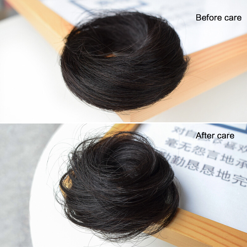 Men Alpha 100% Remy Human Hair Buns Half Circle Hair ball Fluffy Buns ...