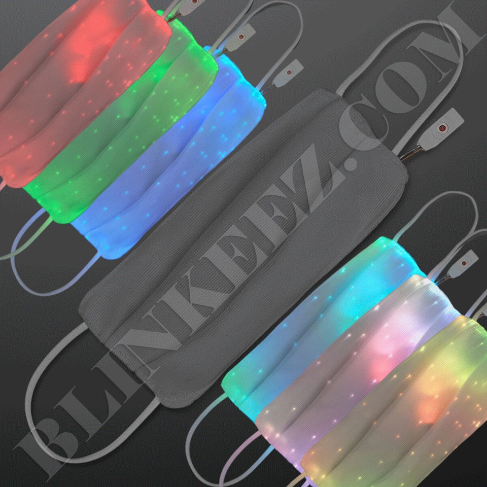 7 Color Light Up LED Mask Covering Fiber Optic Color Change Face Mask ...
