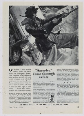 1942 North American Insurance Group Ad: 1792 Ship America PHIL to ...