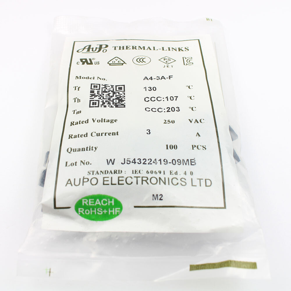 5Pcs Aupo Thermal Fuse A4-3A-F Cutoff TF 130℃ 250V 3A Square ...