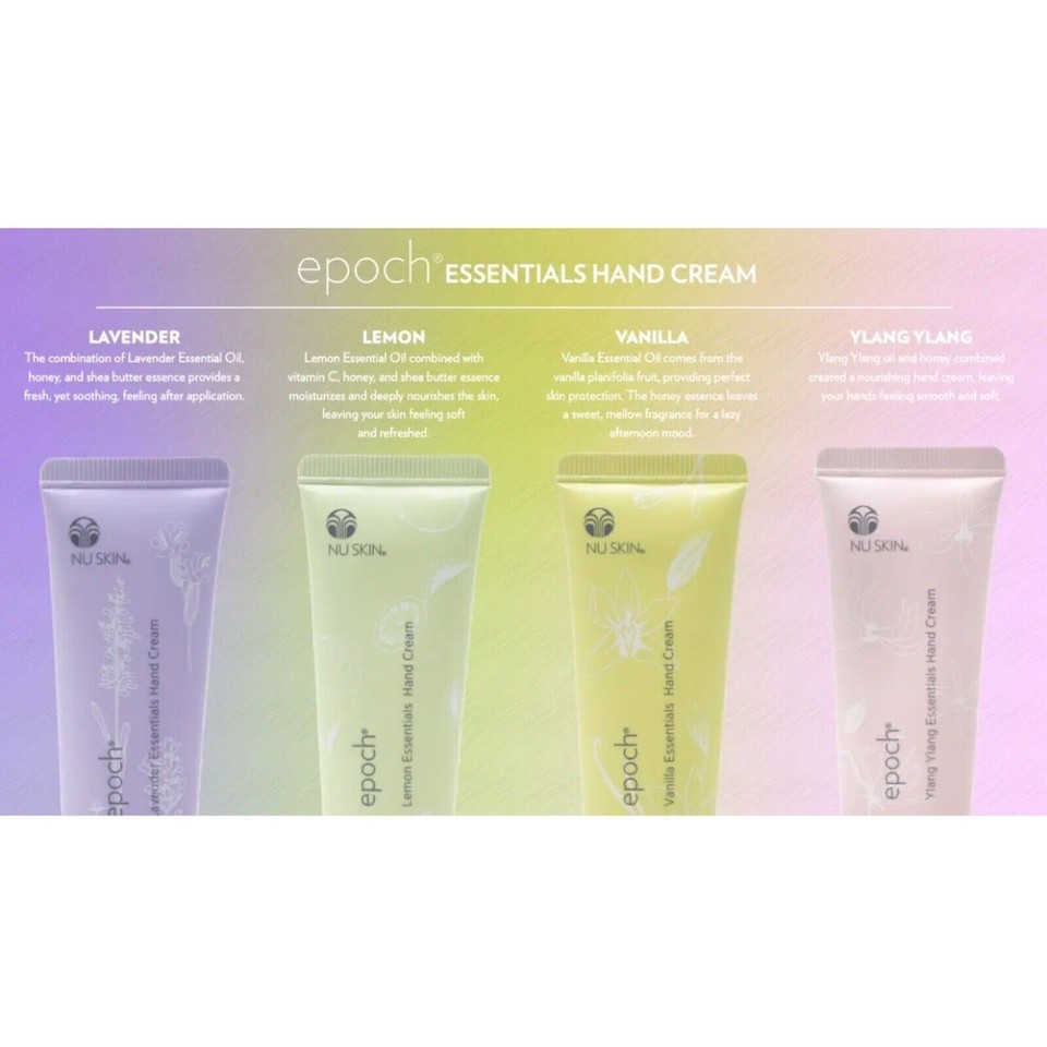 NU SKIN epoch Blossom Essential Oil Hand Cream Kit With 4 Individual ...
