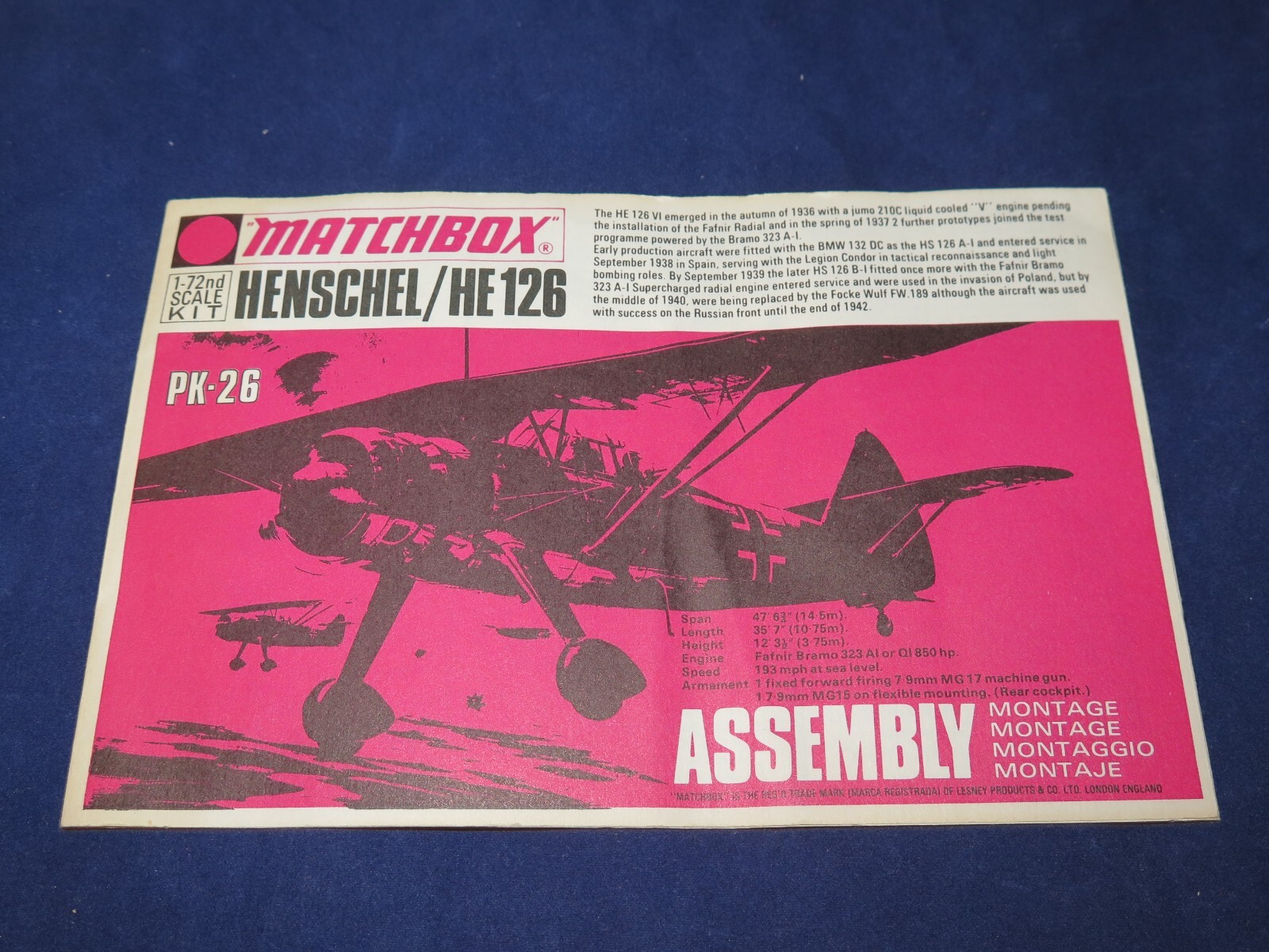 VINTAGE Model Kit Instruction Sheets 1960s/70s Revell Matchbox Frog ...