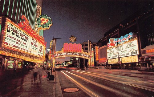 Reno NV Nevada Arch Harolds Club Fitzgeralds Casino Night View Vtg ...