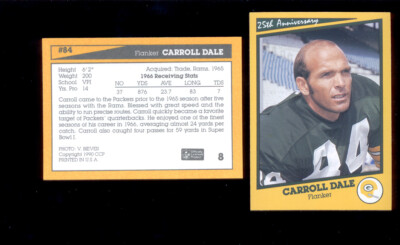 1990 CCP CARROLL DALE Green Bay Packers Super Bowl I 25th Anniversary ...