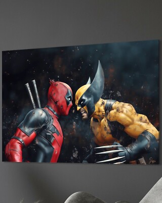 Deadpool Wolverine Leinwand Bild Superheld Face Off Wandbild Kunstdruck ...