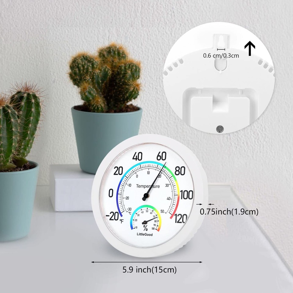 6" Thermometer Indoor with Humidity Gauge - Wall Thermometer/Hygrometer ...